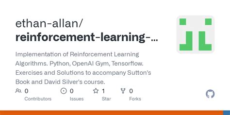 Github Ethan Allanreinforcement Learning Exercises Implementation Of Reinforcement Learning
