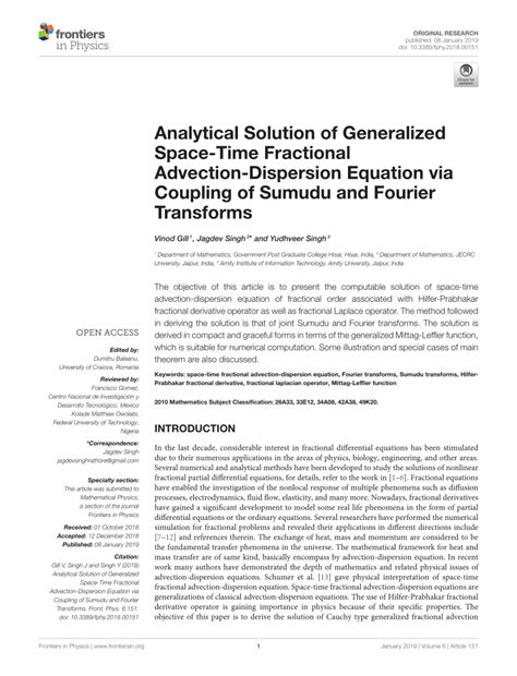 Pdf Analytical Solution Of Generalized Space Time Fractional
