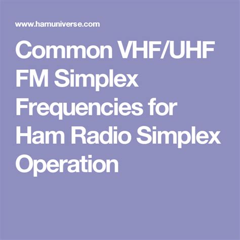 Common Simplex Radio Frequencies