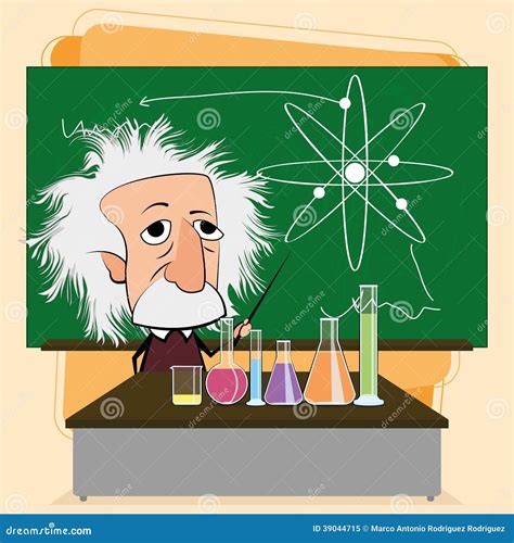 Einstein Cartoon Green Board Background Vector Illustration