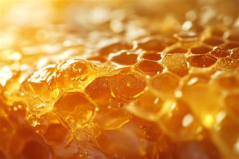 Close Up Of Honeycomb With Golden Honey Neural Network Ai Generated
