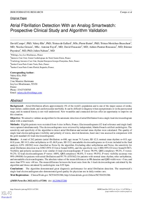 Pdf Atrial Fibrillation Detection With An Analog Smartwatch