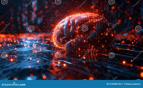 Digital Brain In Ai Binary Neural Coding Stock Illustration Illustration Of Innovation Mind