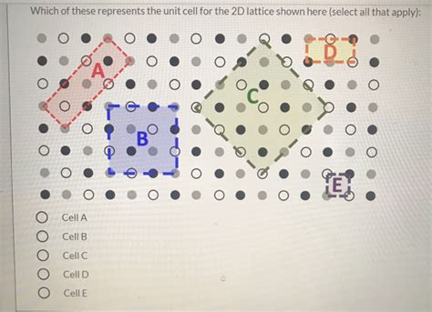 Solved Which Of These Represents The Unit Cell For The 2d
