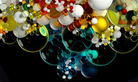 녹색과 파란색 유리 노란색 오렌지 메이트 금금속과 검은 뒷면에 흰색 플라스틱 재료에 모자이크 그리드 패턴에 초현실적 인 구 거품 공 또는 풍선 추상 미술 3d 배경의 3d