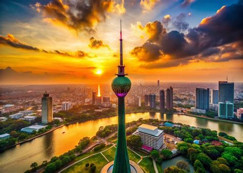 Stunning Aerial View Of The Colombo Lotus Tower At Sunset A Majestic