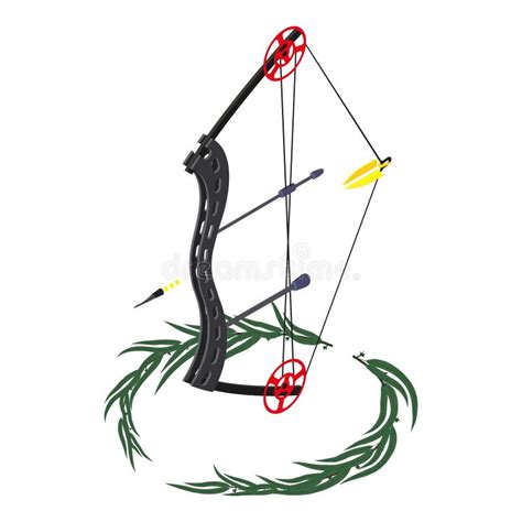 Compound Bow Icon Isometric Vector Modern Compound Bow And Winner Branch Icon Stock