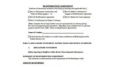 Free 8 Sample Reaffirmation Agreement Forms In Pdf Ms Word