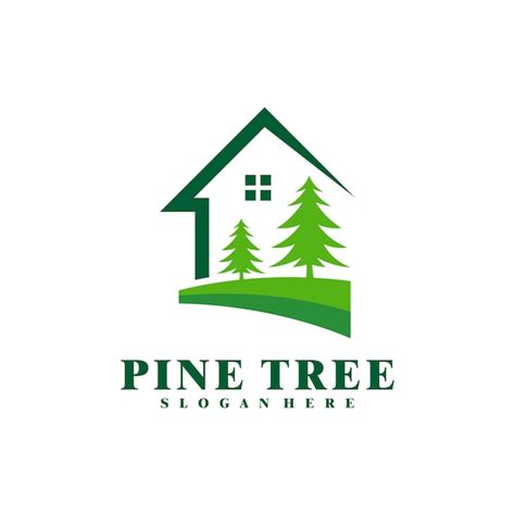 하우스 로고 디자인 벡터가 있는 소나무 Creative Pine Tree 로고 개념 템플릿 프리미엄 벡터