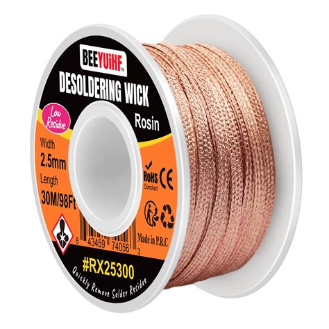 Beeyuihf Desoldering Wick Braid 30m 98ft Length 2 5mm Width Solder