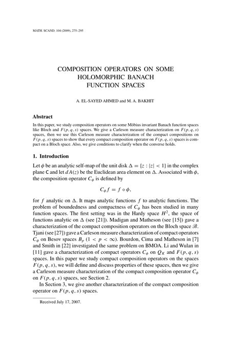 Pdf Composition Operators On Some Holomorphic Banach Function Spaces