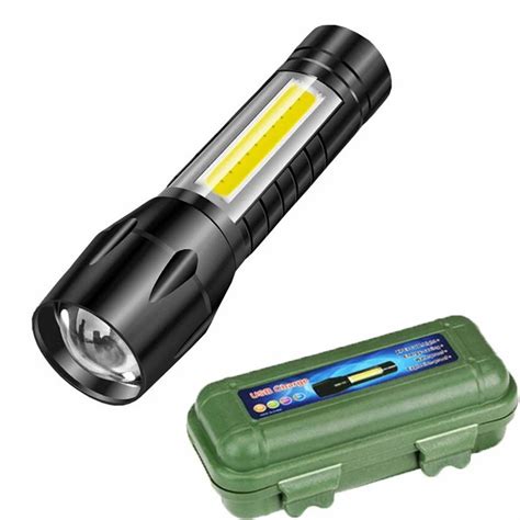 Aluminum Led Edc 911 Black Usb Charge Mini Flashlight Torch Battery