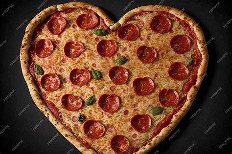 Pizza De Pepperoni En Forma De Corazón Foto Premium