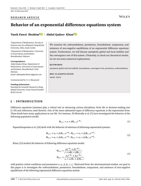Behavior Of An Exponential Difference Equations System Behavior Of An Exponential Difference Equations System