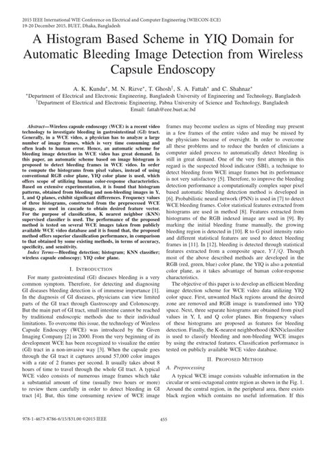 Pdf A Histogram Based Scheme In Yiq Domain For Automatic Bleeding