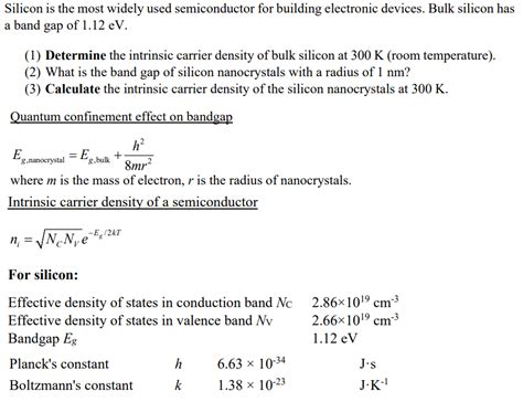 Solved Silicon Is The Most Widely Used Semiconductor For