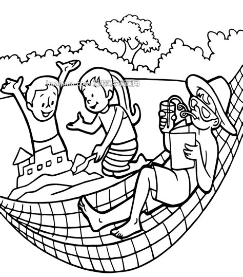 夏天黑白简笔画 夏天简笔画 大山谷图库