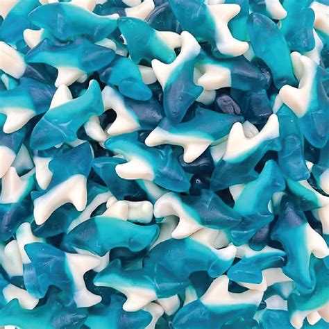 Blue Sharks Gummy Candy 1 Pound Bag Blue Raspberry