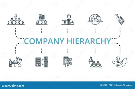 Company Hierarchy Thin Line Icon Set Monochrome Simple Company Hierarchy Icon Collection