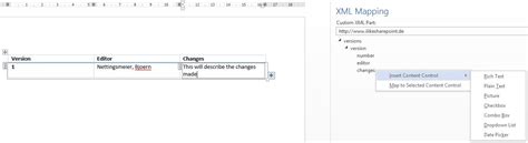 Embedding Sharepoint Document Version History Repeating Data In Word Using Open Xml Sdk