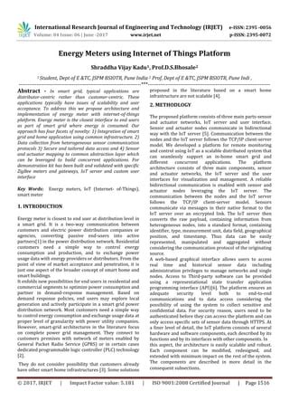 Energy Meters Using Internet Of Things Platform PDF