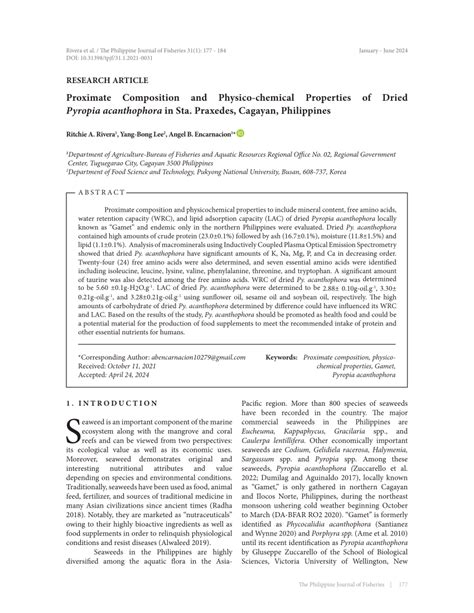 Pdf Proximate Composition And Physico Chemical Properties Of Dried