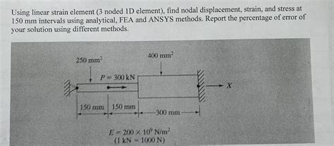 solved using linear strain element 3 noded 1d element
