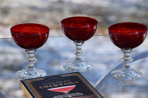 Vintage Ruby Red Cocktail Glasses Coupes Set Of 4 Vintage Ruby Red