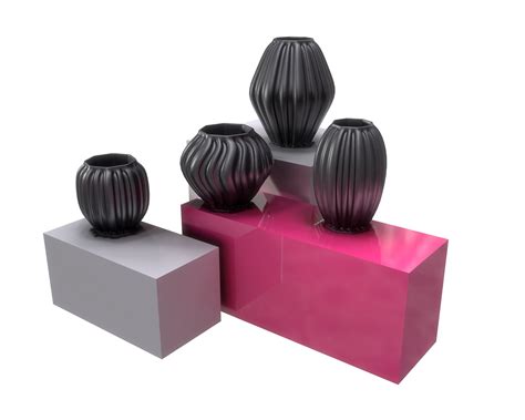 검은 현대 장식 꽃병 4 3d 모델 6 3ds Dae Fbx Unknown Obj Free3d