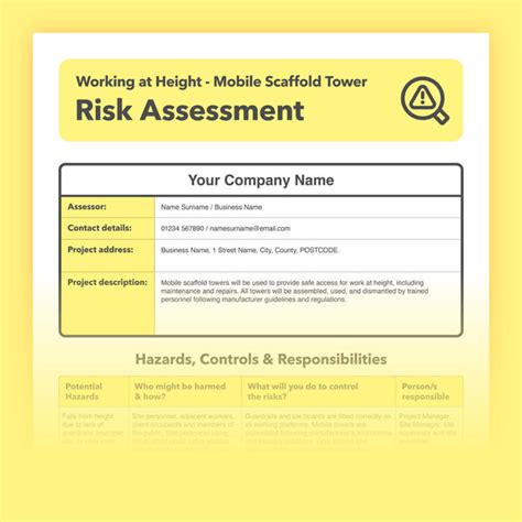 Mobile Scaffold Tower Risk Assessment Template Pre Filled Easy To Use