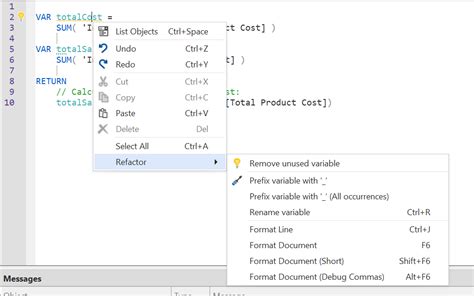 Code Actions Tabular Editor Documentation
