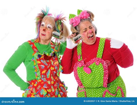 Clowns Having Problems With Communication Royalty Free Stock