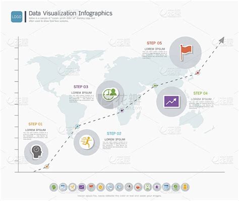 业务数据可视化信息图模板与图标设置，通过图表、图表沟通数据，使事实和统计数据更有趣，使数据驱动的论点素材 花瓣网