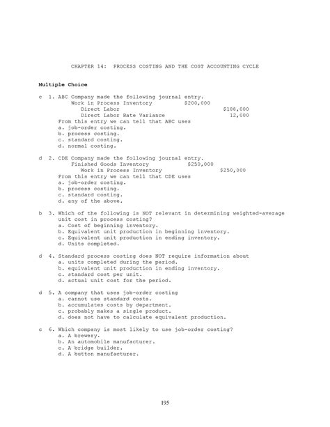 Tb Ch Process Costing And Cost Accounting Cycles Accounting Information System Studocu