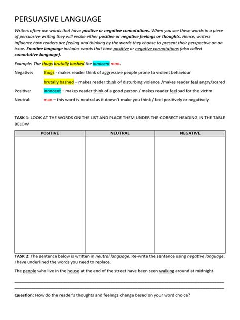 Persuasive Language Positive And Negative Connotation Pdf