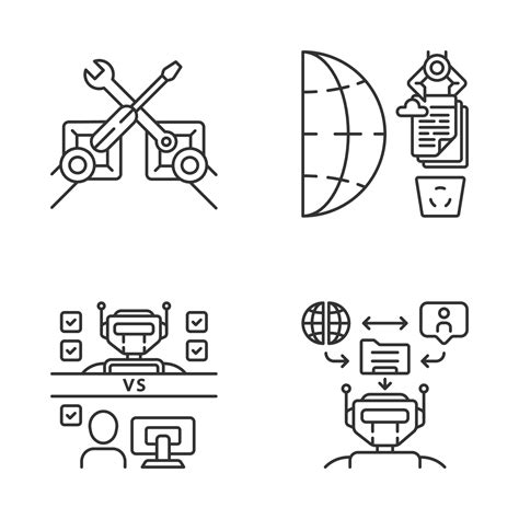 RPA Linear Icons Set Clerical Process Automation Technology RPA Tools Data Scraping