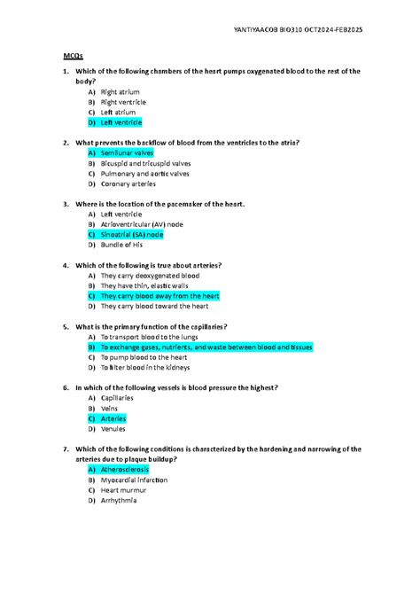 Tutorial Week 3 Bio310 Yantiyaacob Bio310 Oct2024 Feb Mcqs Which Of