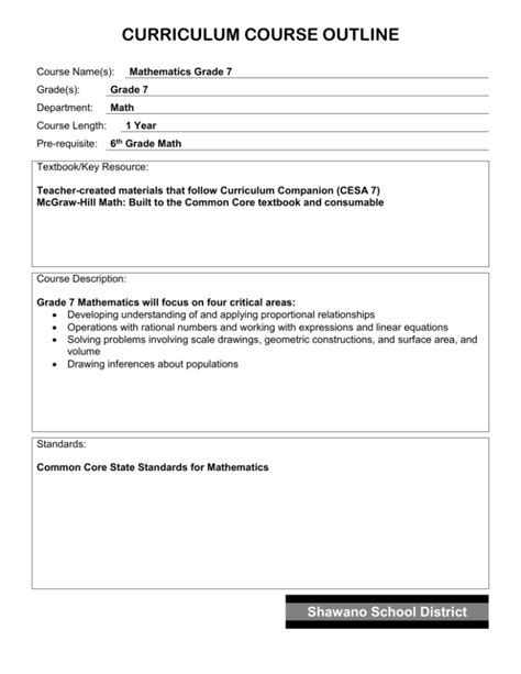 Curriculum Course Outline