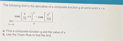Solved The Following Limit Is The Derivative Of A Composite