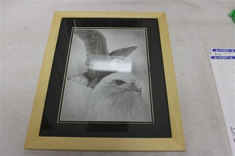 Eagle Picture In Frame Artist Sam Lu Bodnarus Auctioneering