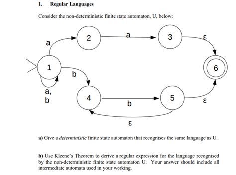 Solved 1 Regular Languages Consider The Non Deterministic