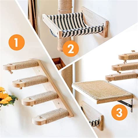Fukumaru Cat Wall Set Including Cat Climbing Step Cat Hammock Cat Floating Shelf Wall