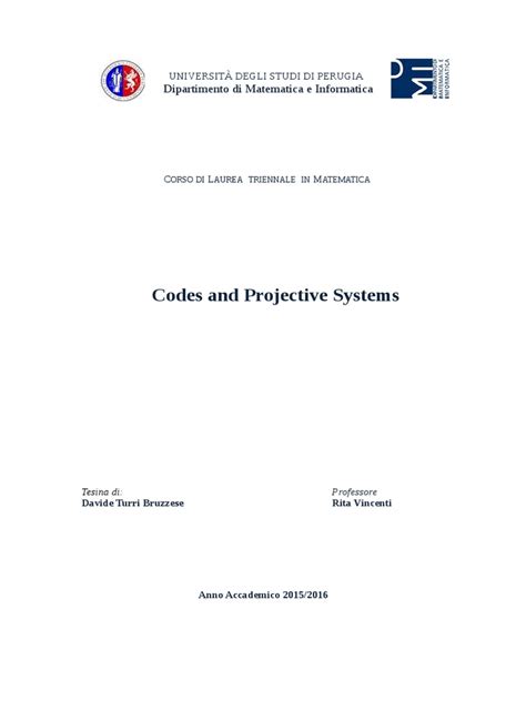 Codes And Projective Systems Pdf Eigenvalues And Eigenvectors Matrix Mathematics