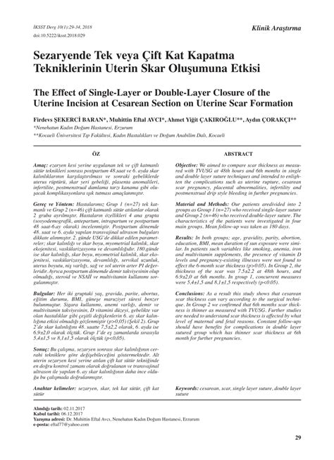 Pdf The Effect Of Single Layer Or Double Layer Closure Of The Uterine Incision At Cesarean