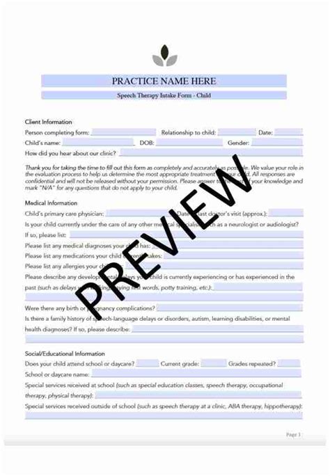 New Speech Therapy Practice Forms Bundle Editable Fillable Printable Pdf Speechtherapybypro