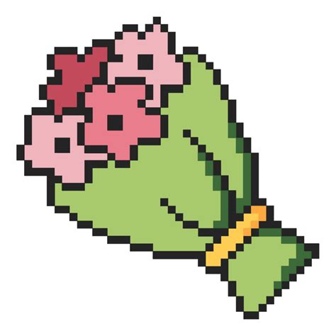 Flat Design Pixel Art Bouquet Flower Illustration 55688241 Png