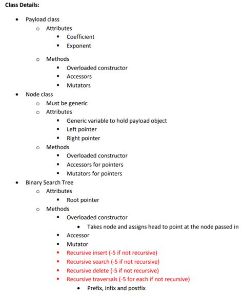 Class Details Payload Class O Attributes