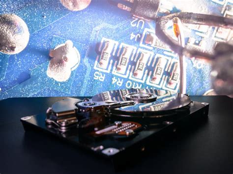 Disco Duro En El Fondo Recopilaci N De Datos El Archivar De Datos Importantes Foto De Archivo