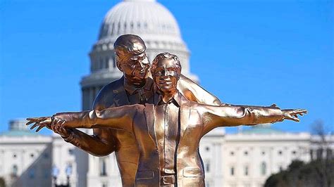 Golden Trump Epstein Titanic Pose Statue Appears In Washington