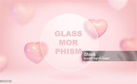 Glassmorphism 디자인을 사용한 추상적인 3d 배경 화려한 하트 모양의 투명한 둥근 유리 디스크 흐림 효과 디자인 Glass Morphism 그래픽 0명에 대한